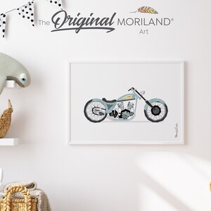 Pale Blue Vintage Motorcycle Printable Poster, Motorbike Biker Wall Art ...