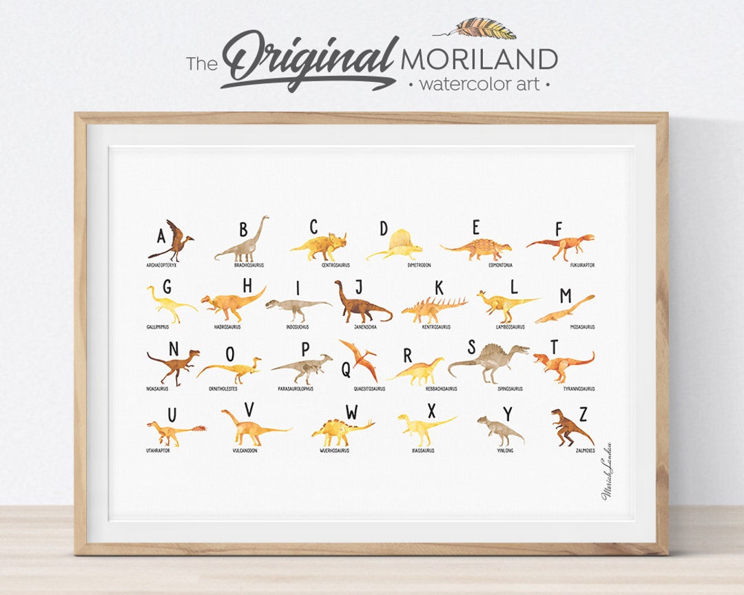 Dinosaur Alphabet, Alphabet Print, Horizontal, Dinosaurs ABC Poster ...