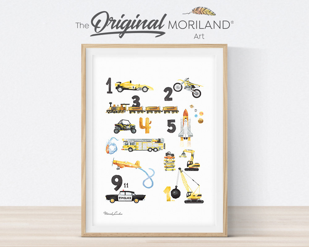 Numbers Print Printable Number Transportation Poster | Etsy