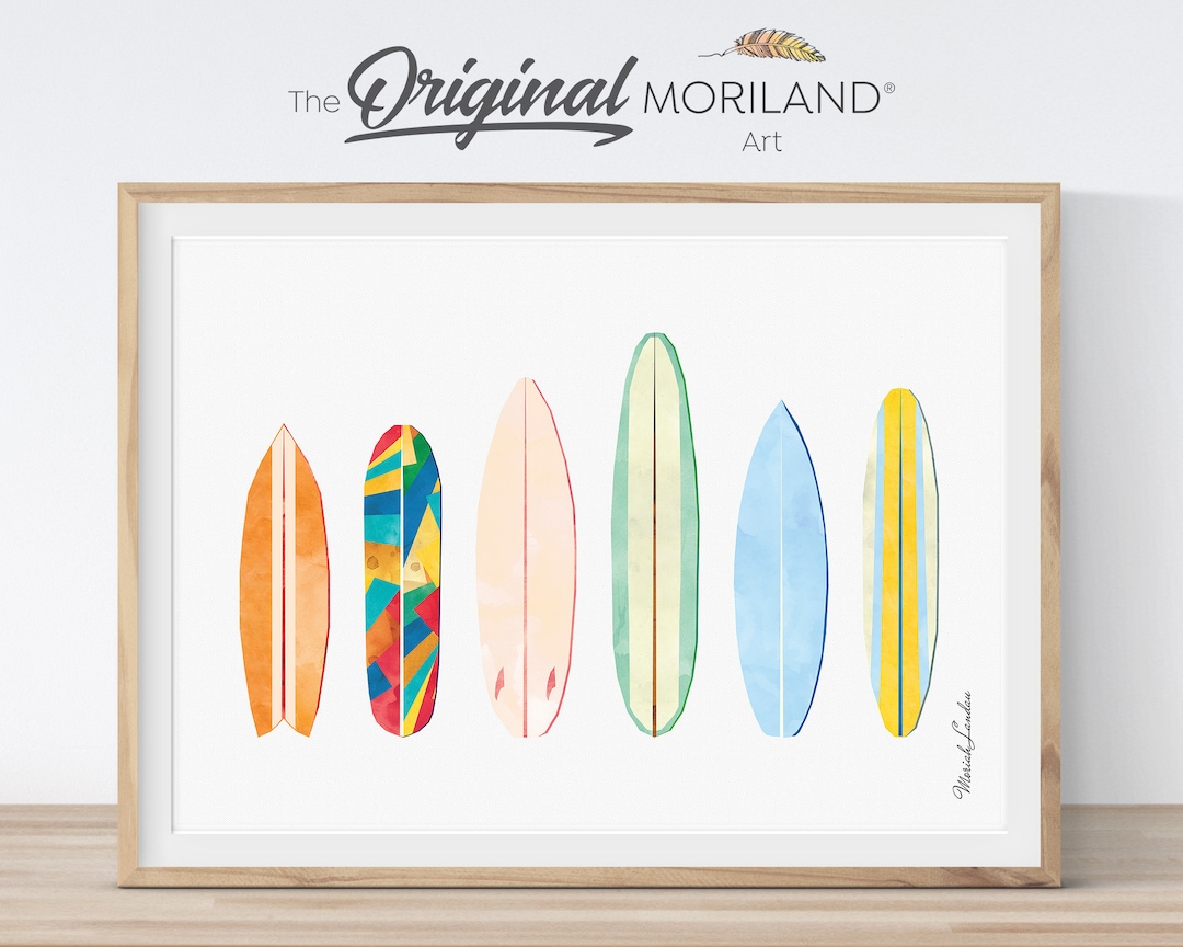 Surfboards Art Print, Printable Surfboards Wall Art, Nautical Art, Surf ...