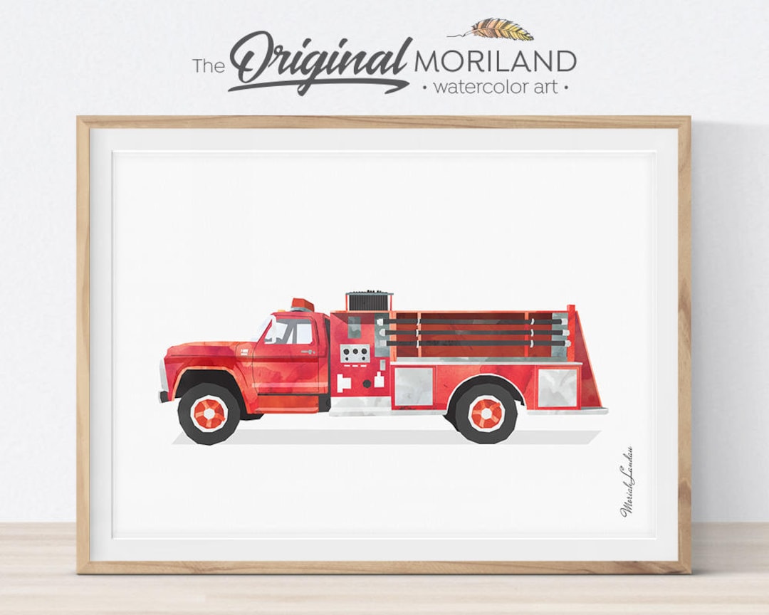 Fire Truck Print, Fire Truck Printable, Fire Truck Decor, Vehicles Wall ...