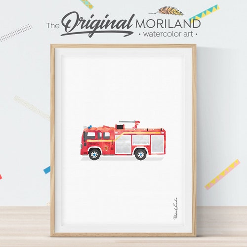 Fire Engine Print Fire Truck Printable Fire Truck Art - Etsy