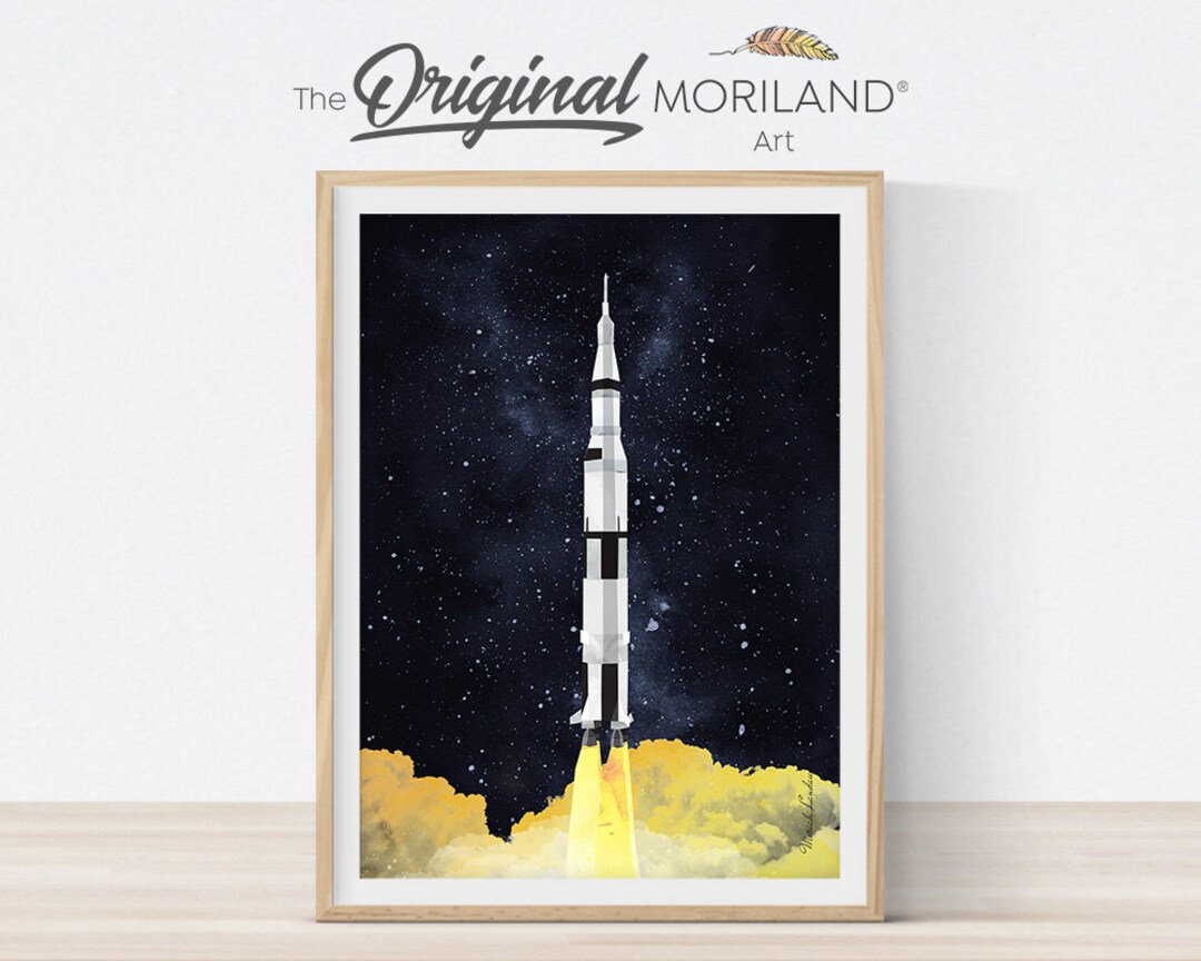 Rocket Ship Print, Spaceship Art, Outer Space Printable, Nursery Wall ...