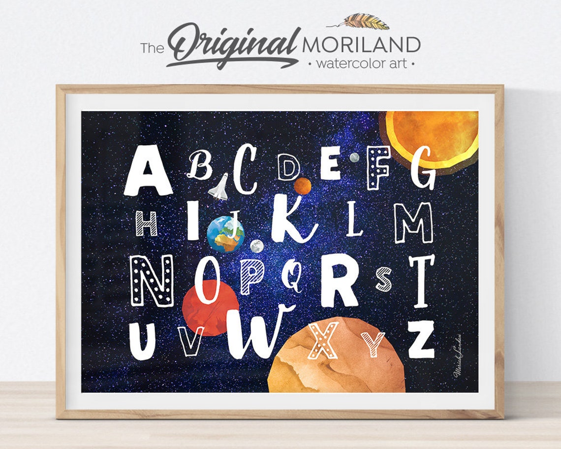 Alphabet Art Space Alphabet Wall Decor Space Room Decor | Etsy