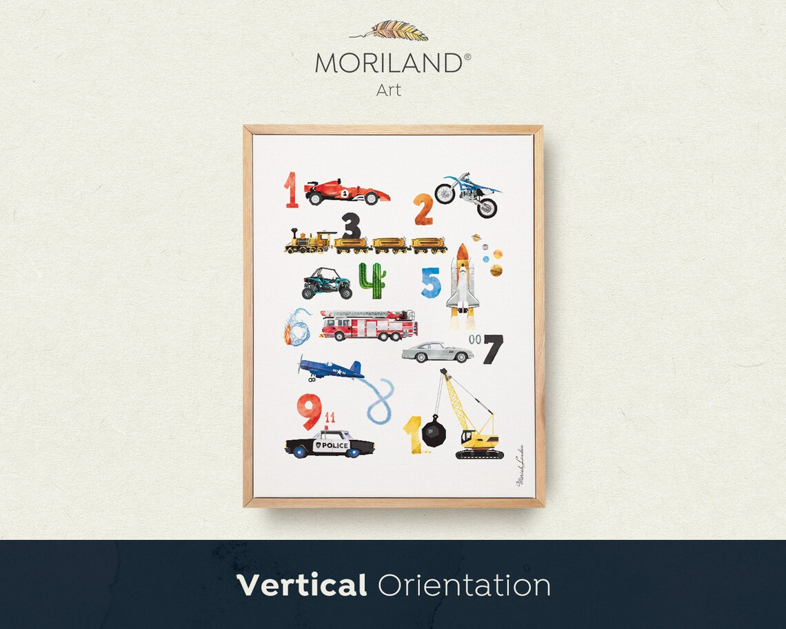 Numbers Print Printable Number Transportation Poster - Etsy