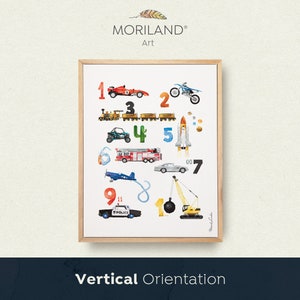 Numbers Print, Printable Number Transportation Poster, Learning Numbers ...