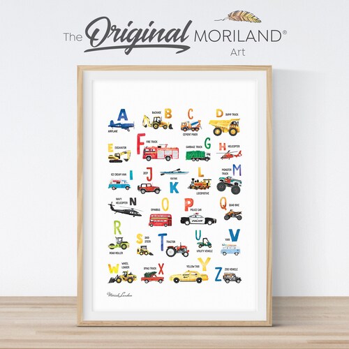 Transportation Alphabet Print Car ABC Letters Wall Art - Etsy
