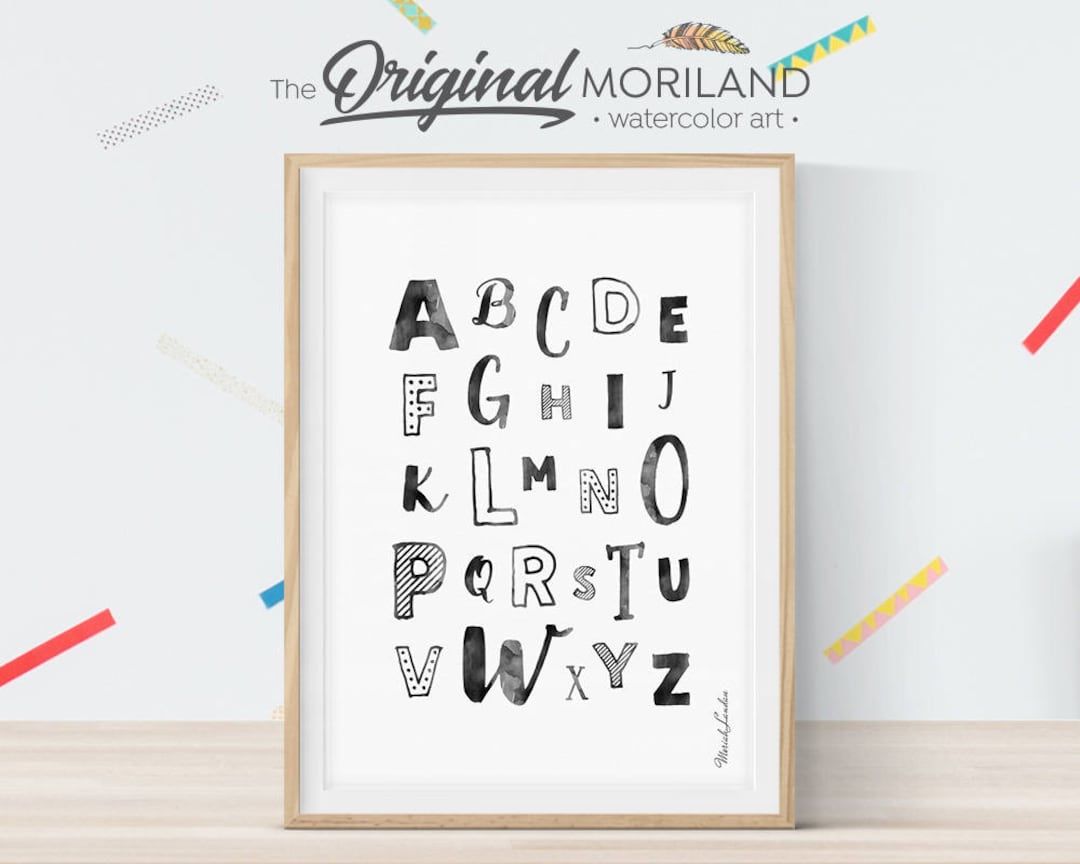 Alphabet Wall Art, Vertical Alphabet Print, ABC Letters, Kids ABC ...
