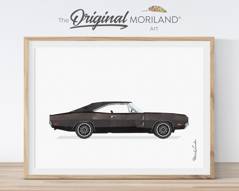 Classic Muscle Car Art Print, Transportation Wall Decor (digital ...