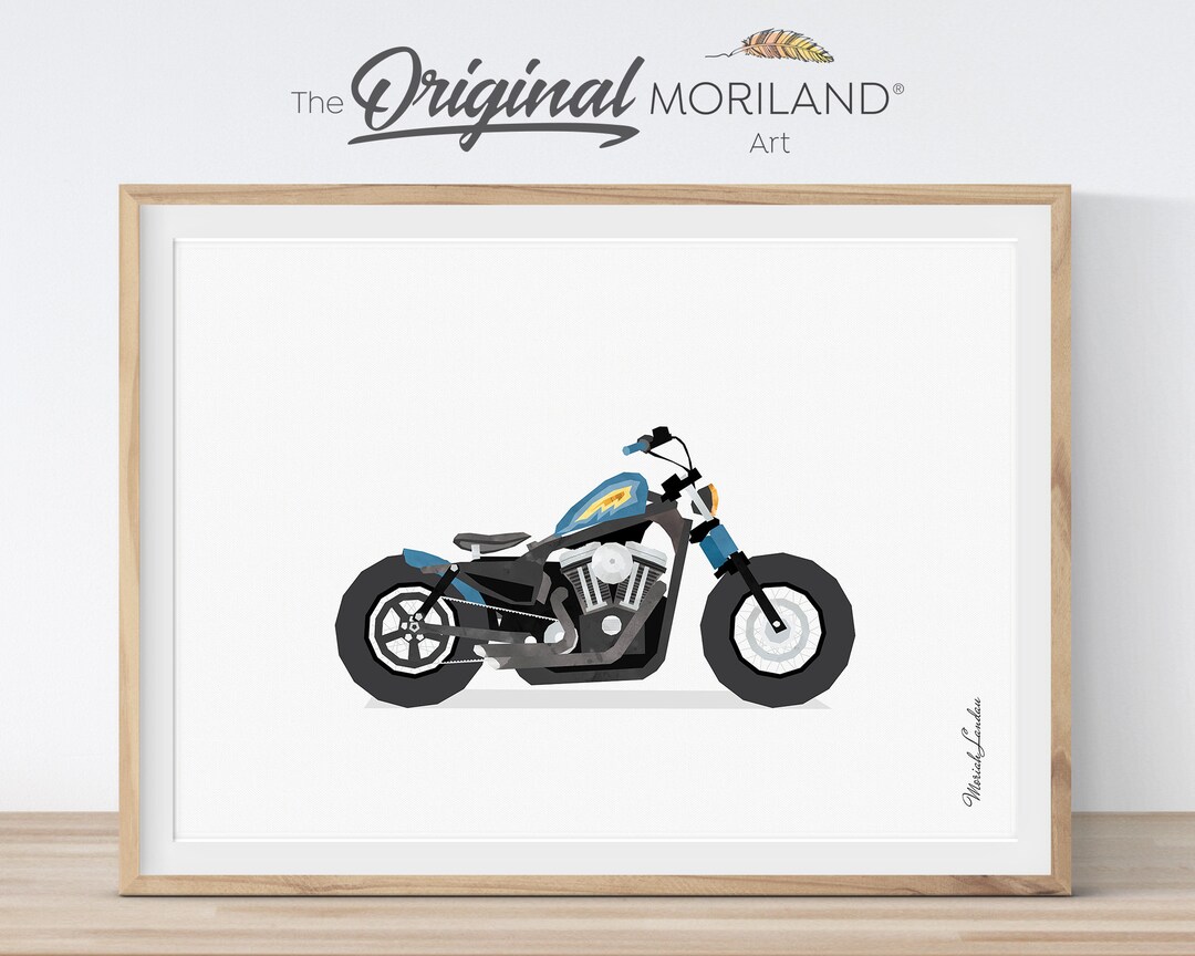 Vintage Motorcycle Printable Poster Print, Motorbike Biker Wall Art ...