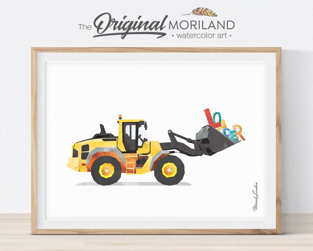 Loader Print, Construction Vehicle Print, Toddler Room Decor, Boy ...