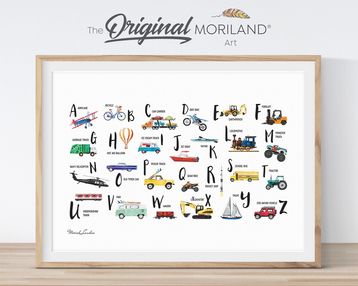 Alphabet Print Printable Alphabet Transportation Horizontal - Etsy