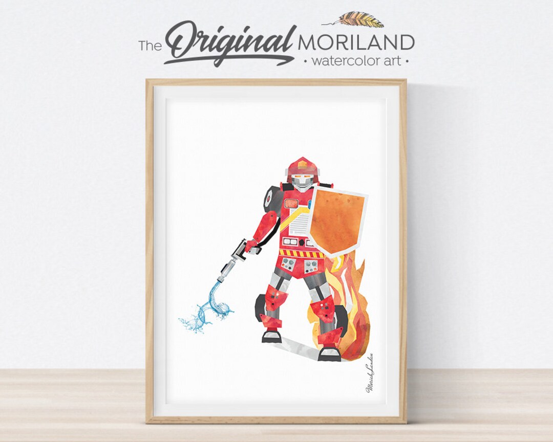 Robot Print, Firetruck Transformer Print, Firefighter, Transportation ...