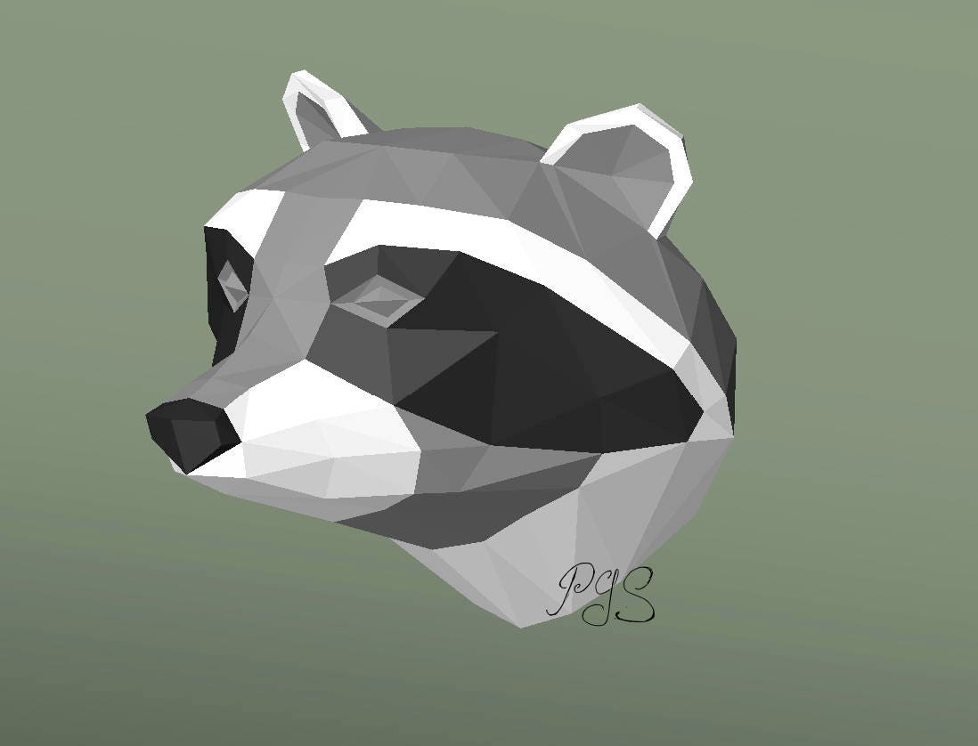 Raccoon Papercraft Printable DIY Pdf Template - Etsy