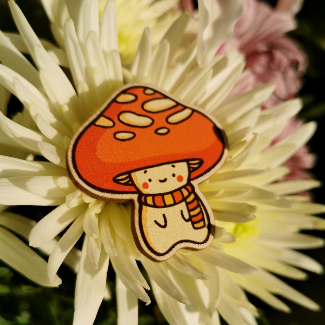 Cute Mushroom Wooden Pin Little Mush Cute Cottagecore Gift - Etsy