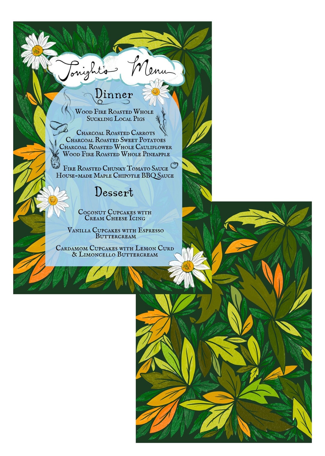 Custom Wedding Menu / Custom Illustrated Wedding Food Menu / Whimsical ...