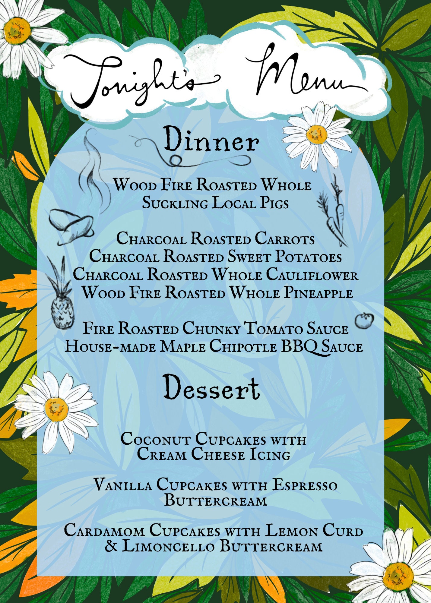 Custom Wedding Menu / Custom Illustrated Wedding Food Menu / Whimsical ...