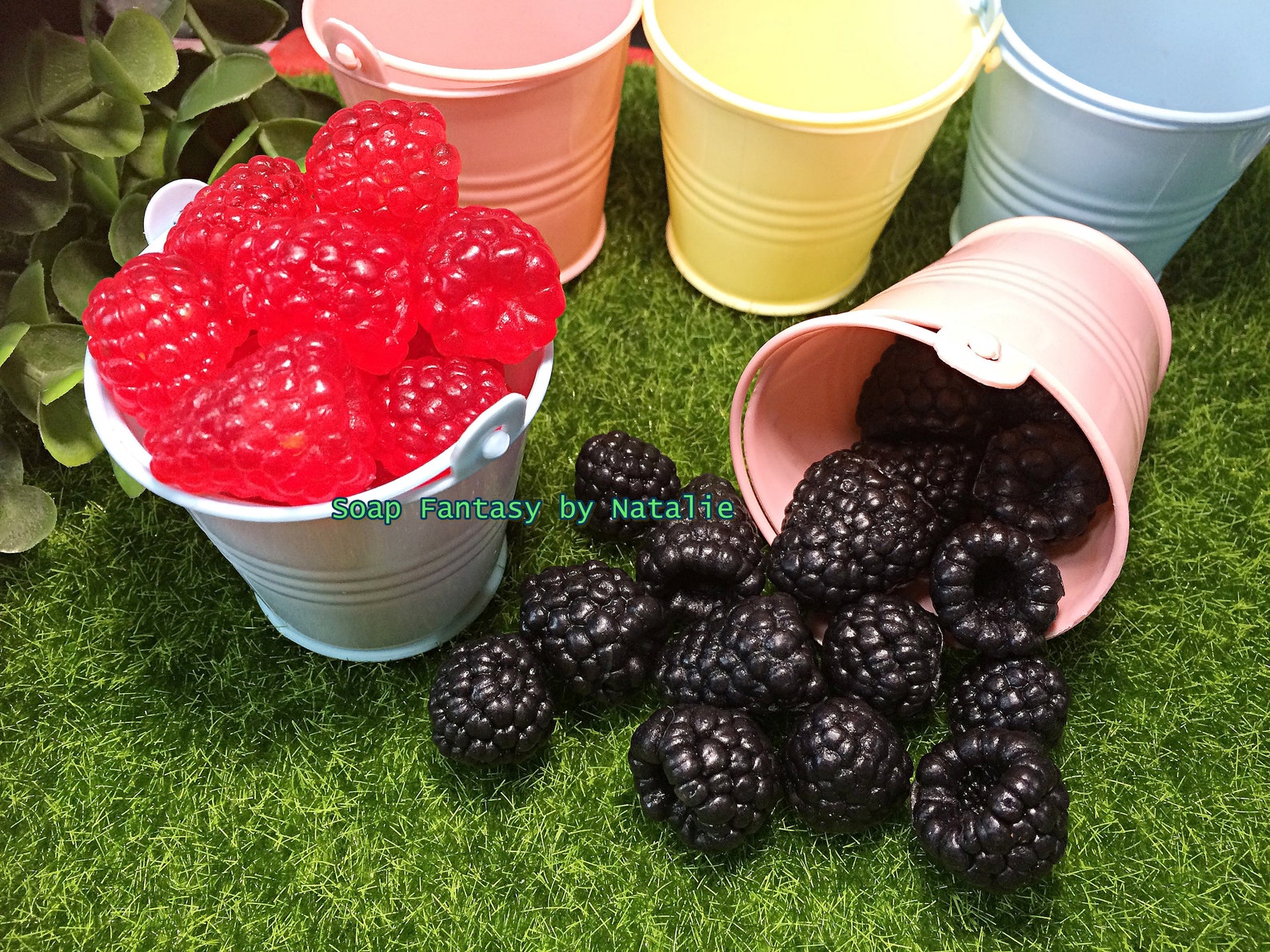 Raspberries Soap Set W/pail-blackberry Soap-mini Soap-fake - Etsy