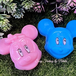 4 Minnie Mouse or Mickey Mouse Soaps-mouse Head Soap-small Soap-party ...
