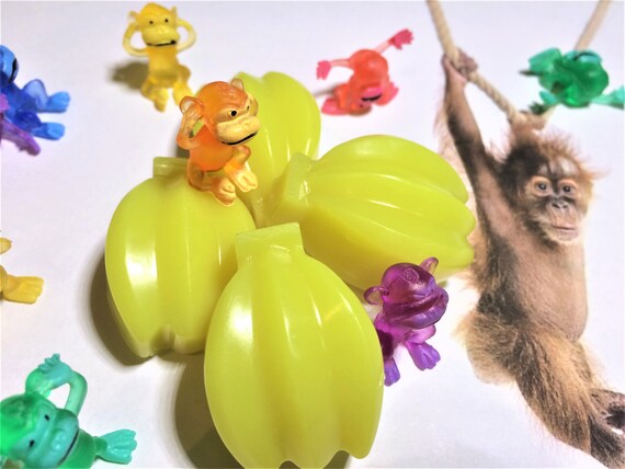 Set of 8-10 Mini Banana Soaps & 8-10 Tiny Funny Plastic Monkey | Etsy