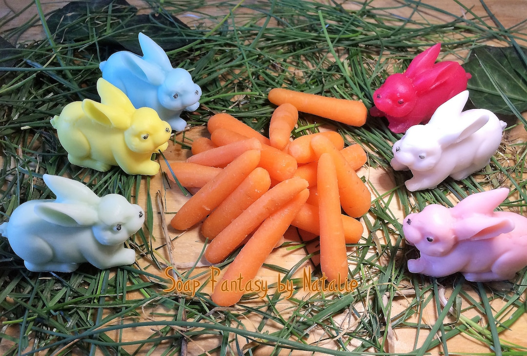 6 Bunny Soaps-easter Favor-3d Small Soaps-rabbit Soap-hare Soap-kids ...