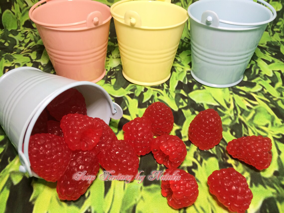 Raspberries Soap Set W/pail-blackberry Soap-mini Soap-fake - Etsy