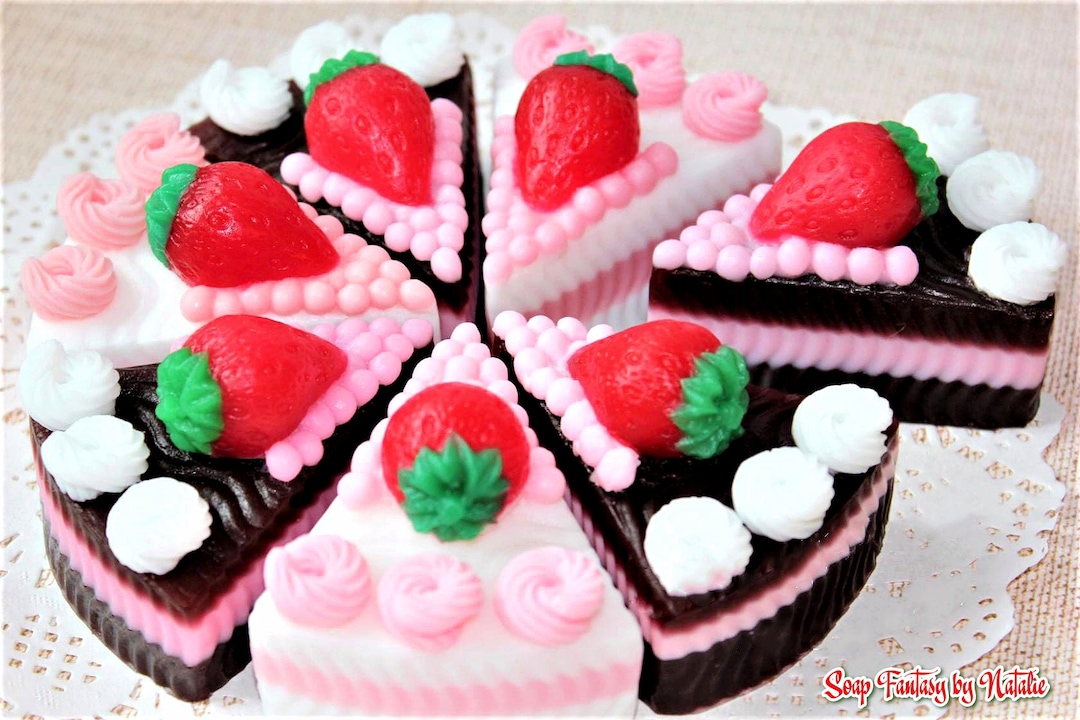 Cake Soap-piece of Cake Soap-strawberry Cake Soap-party Favor-birthday ...