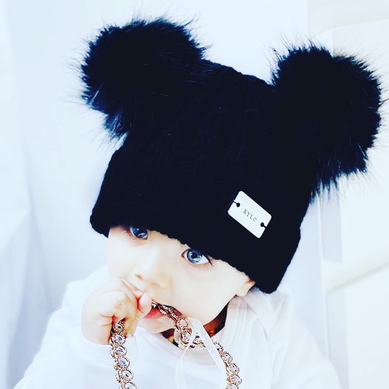 Double Pom Pom Hat With Personalised Hand Stamped Bar | Etsy