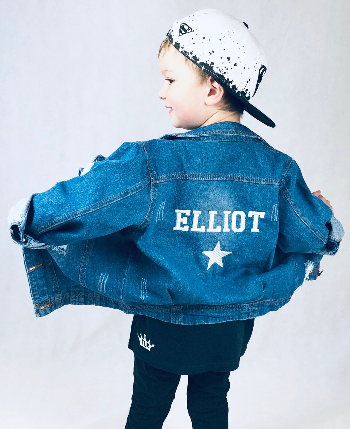 Toddler and Child Disressed Denim Jacket - Etsy