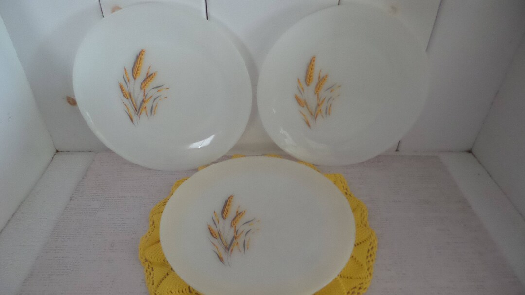 Fire King Plates, Sheaves of Wheat Pattern, Set of 3 - Etsy