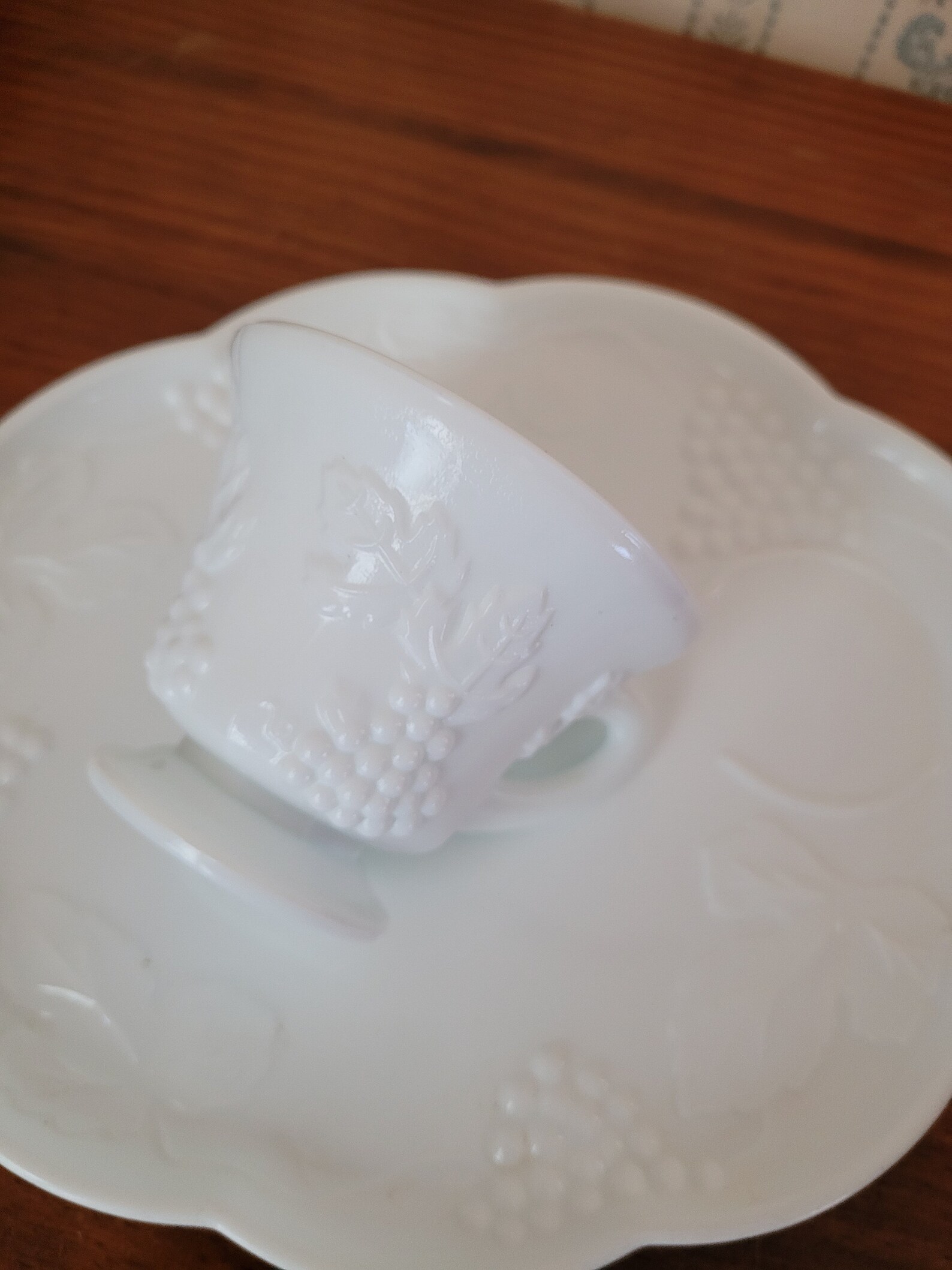 Vintage Colony Harvest Grape Milk Glass Snack Set - Etsy
