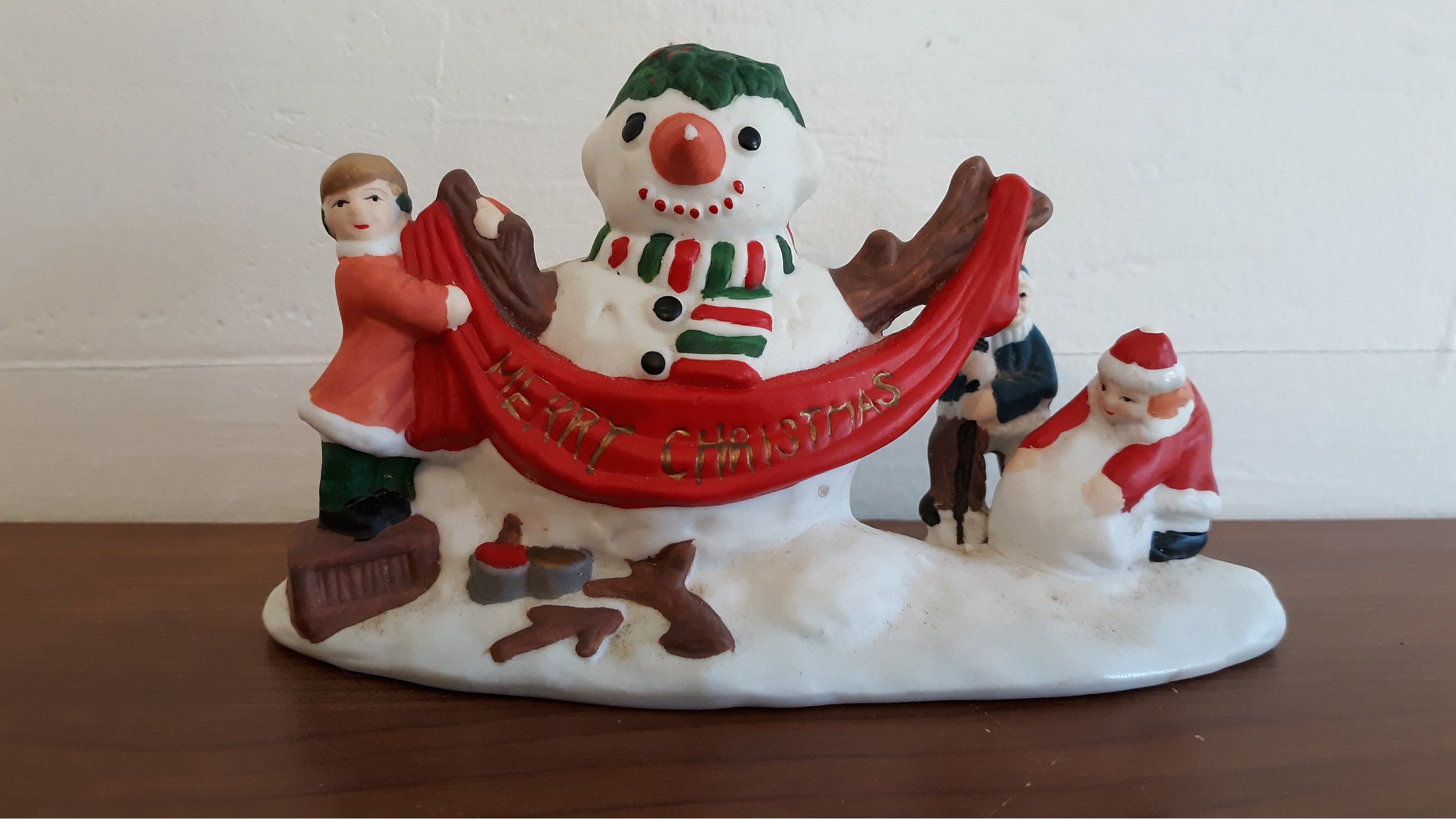 Vintage Ceramic merry Christmas Snowman Figurine - Etsy Singapore