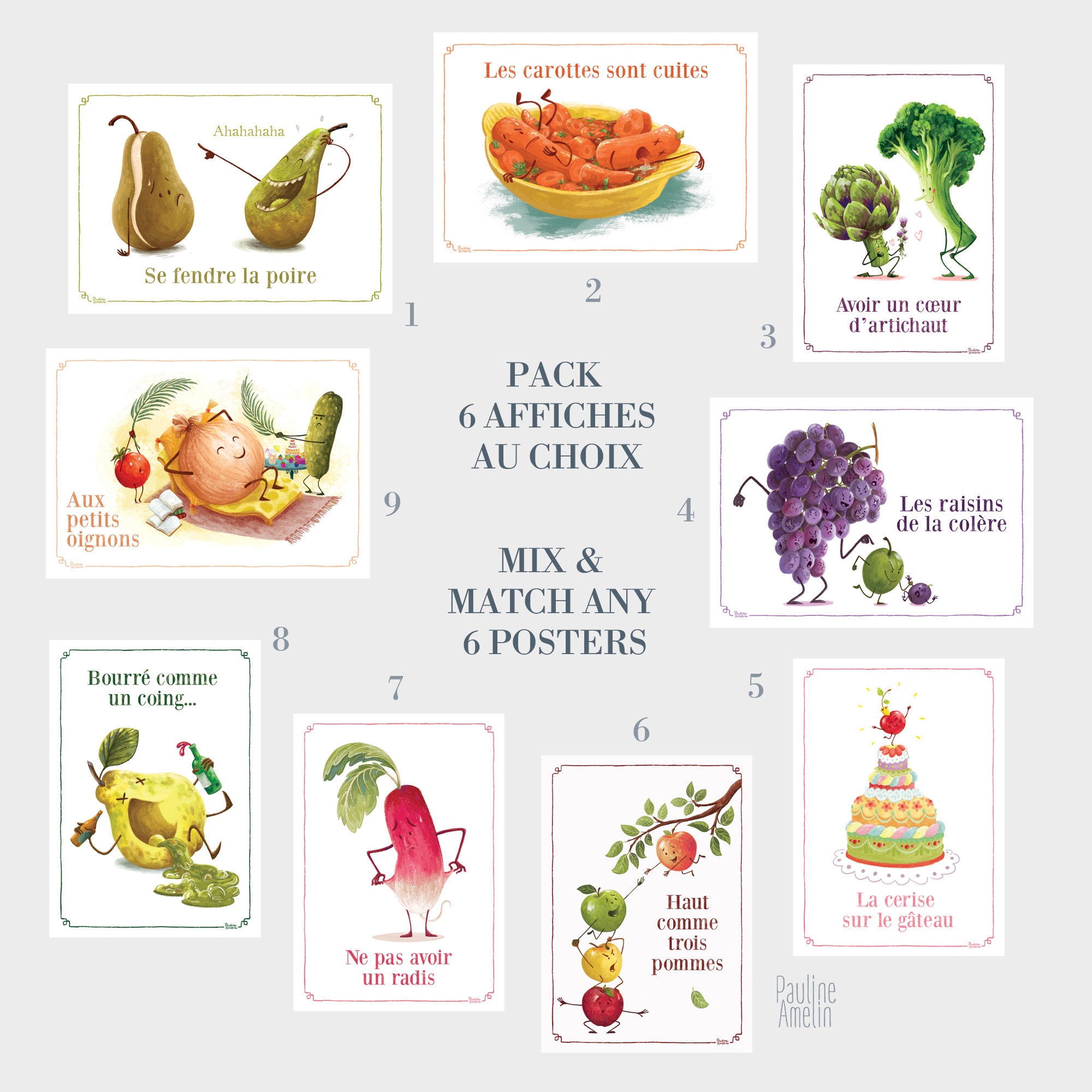 9 Affiches A4 "Expressions fruits et légumes" - Etsy France