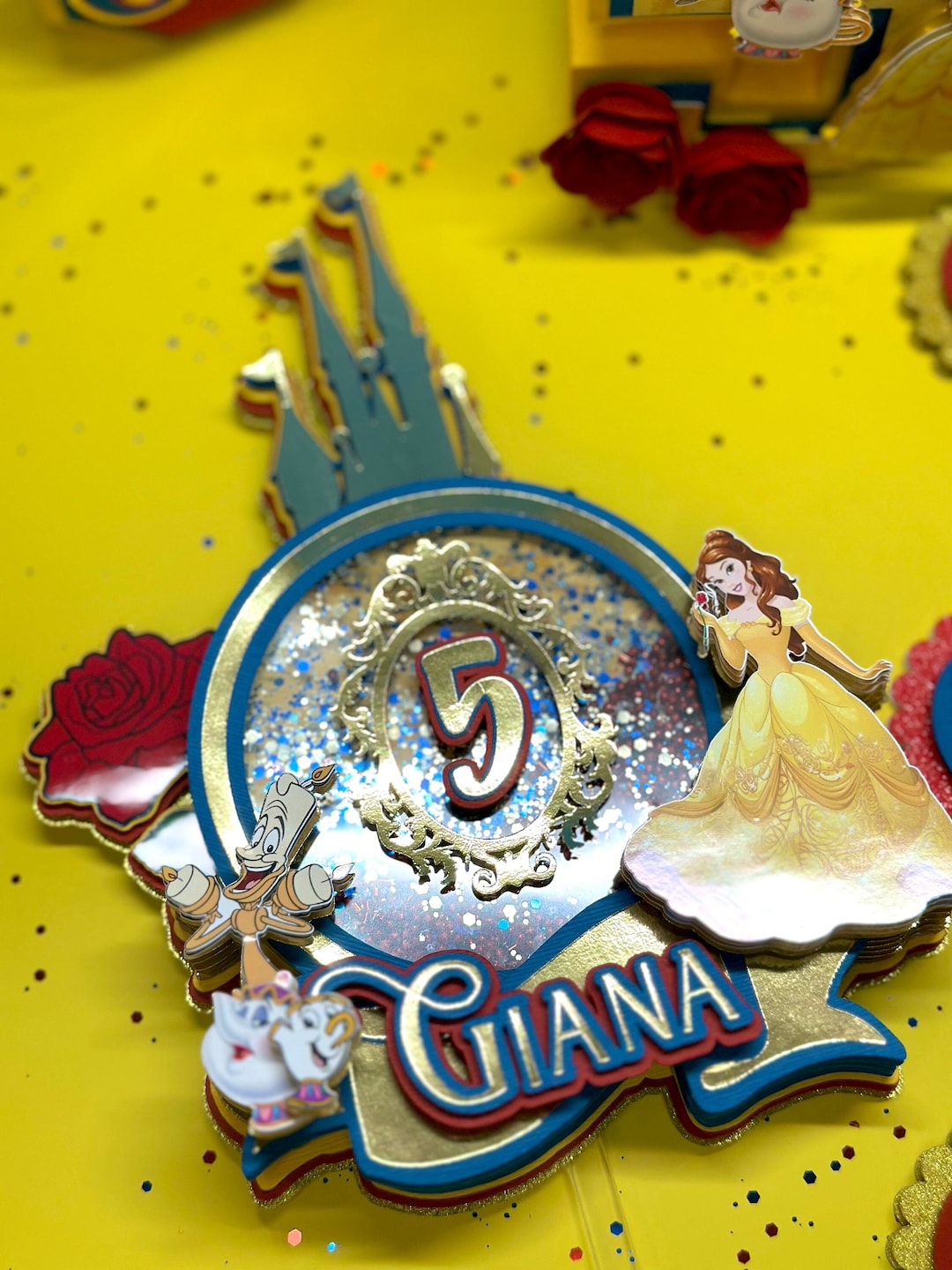 Belle Cake Topper Princess Inspired Cake Topper Beauty and the Beast ...