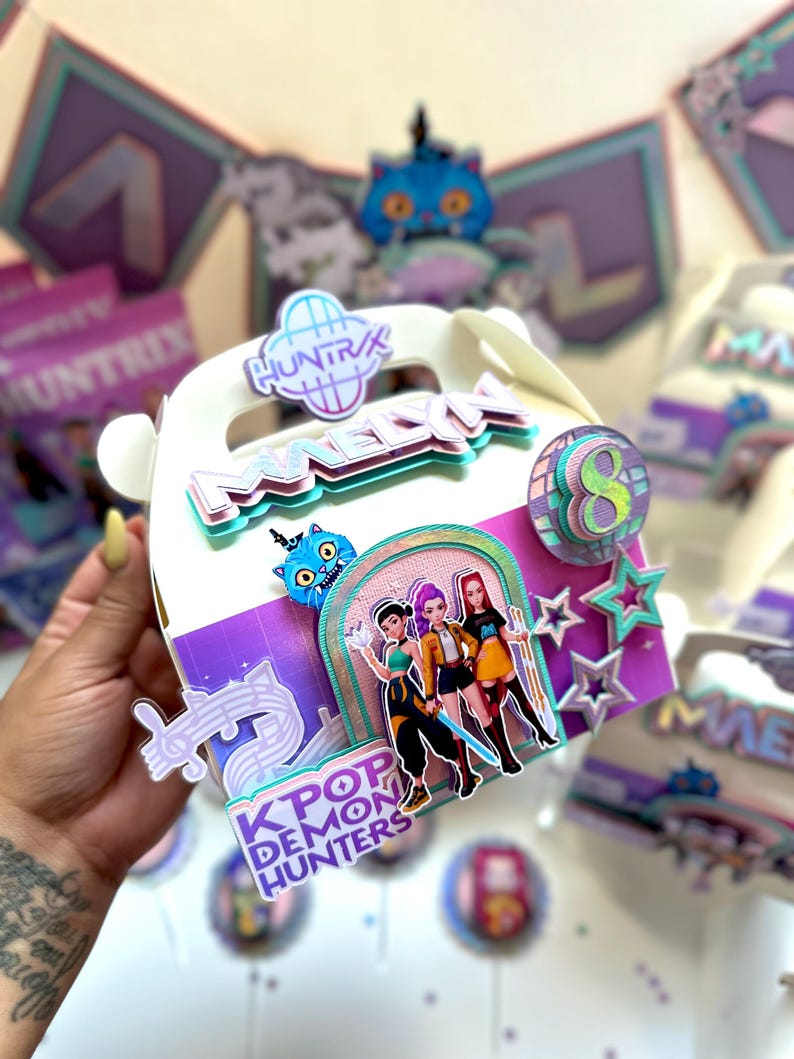 Kpop Demon Hunters Gable Favor Boxes, Personalized Party Decor Kpop ...