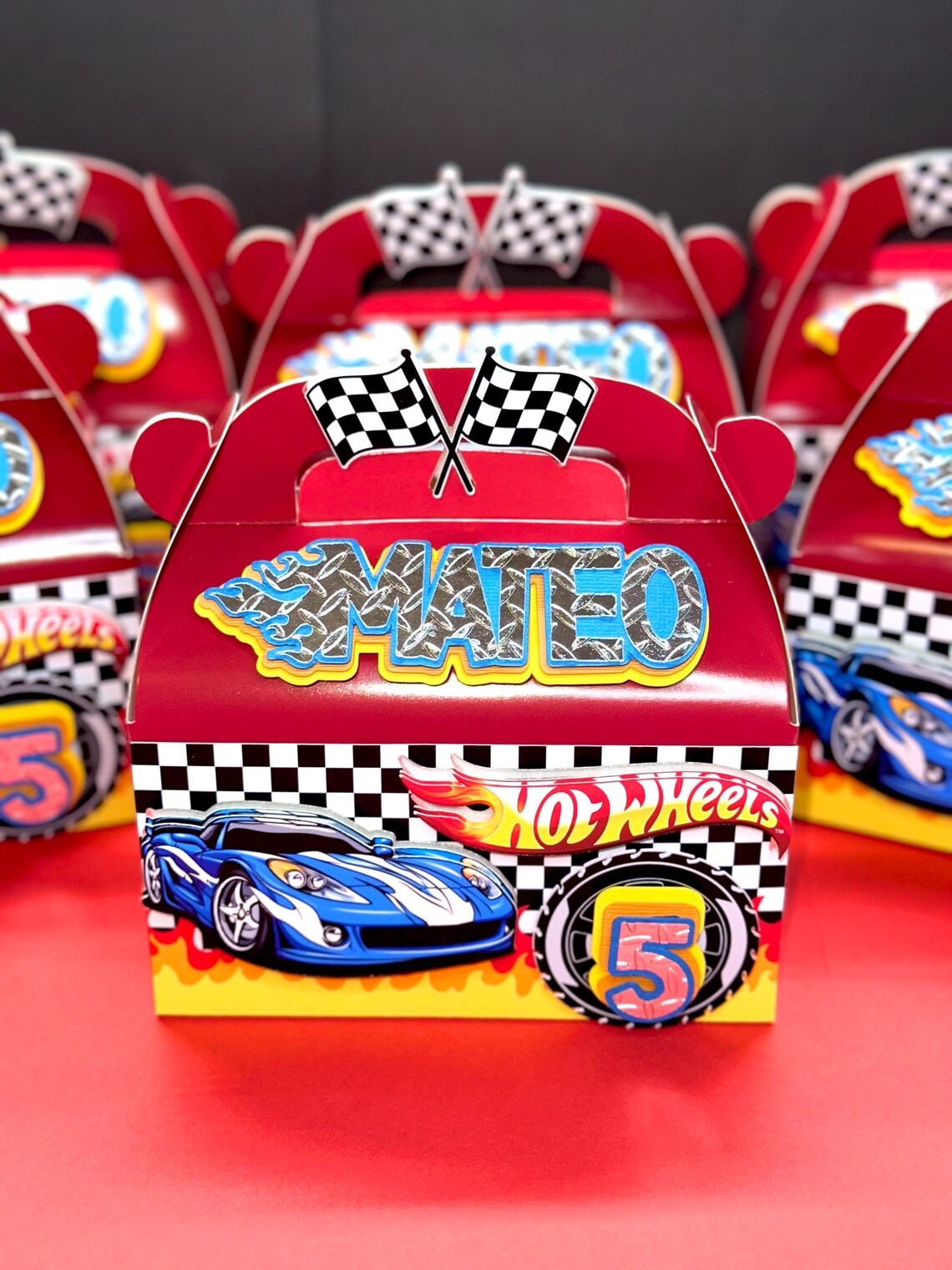 Race Car Favor Boxes Race Car Gable Boxes Race Car Cake Topper Race Car ...