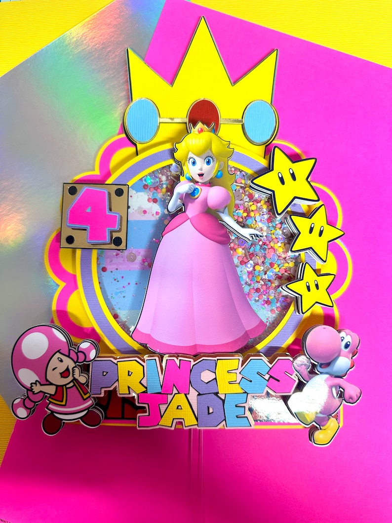 Princess Peach Cake Topper Super Mario Princess Cake Topper Shaker Cake ...
