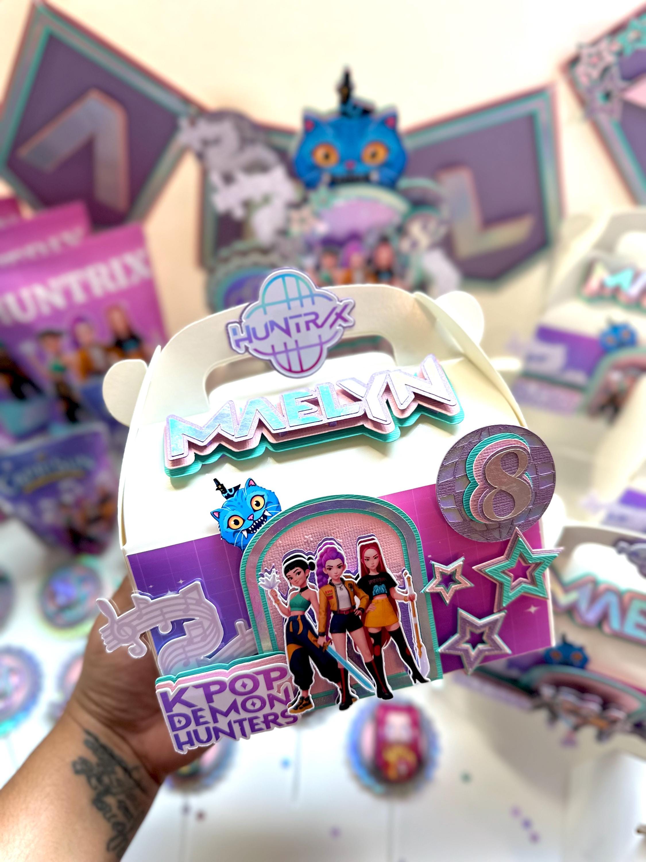 Kpop Demon Hunters Gable Favor Boxes, Personalized Party Decor Kpop ...