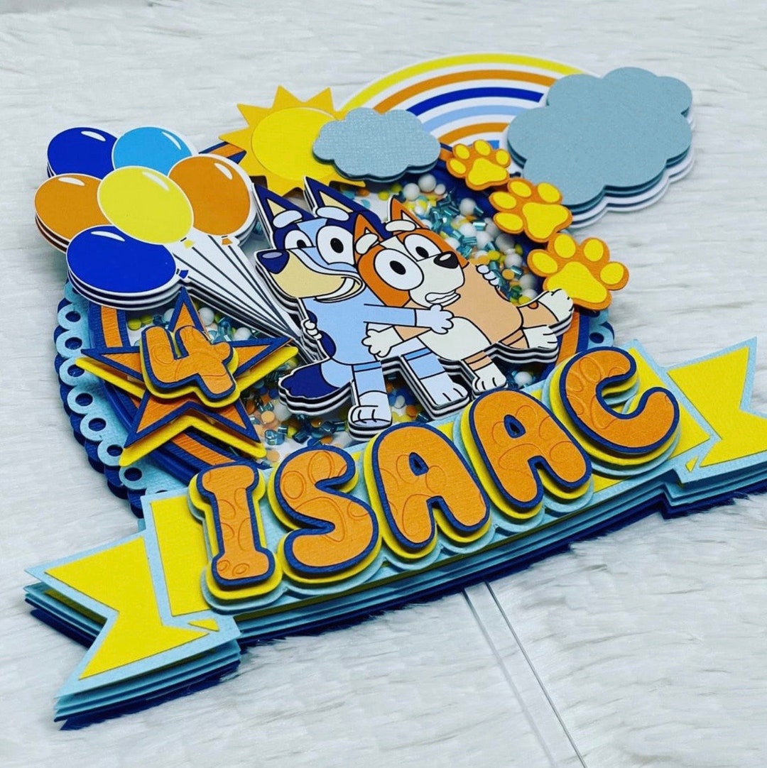 Topper De Bolo Bluey Decoração De Bolo Bluey Festa Bluey Bolo Azul ...