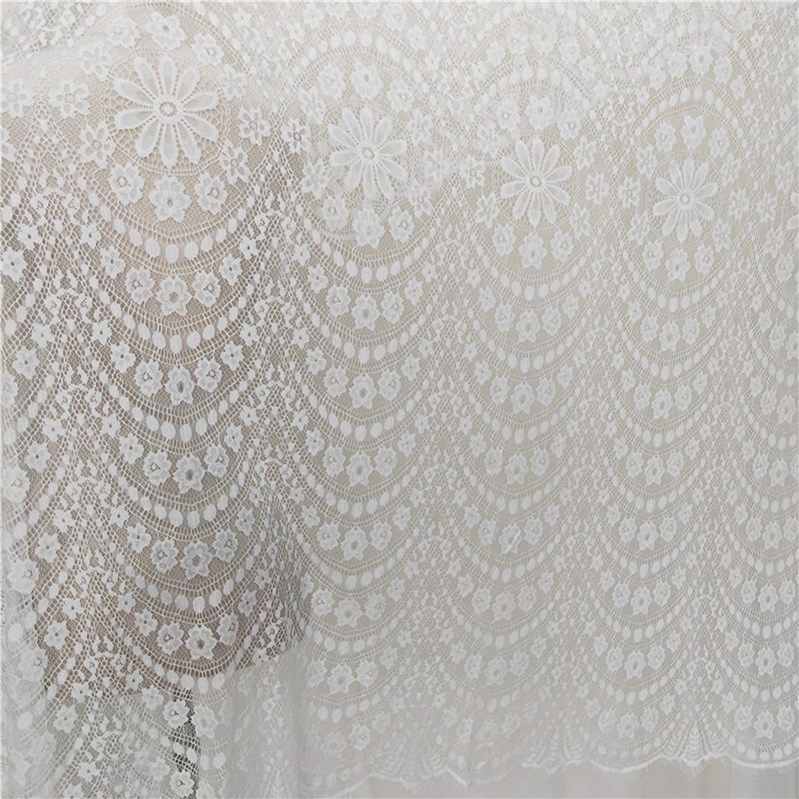 Bohemian White Ivory Lace Fabric Floral French Lace Bridal - Etsy