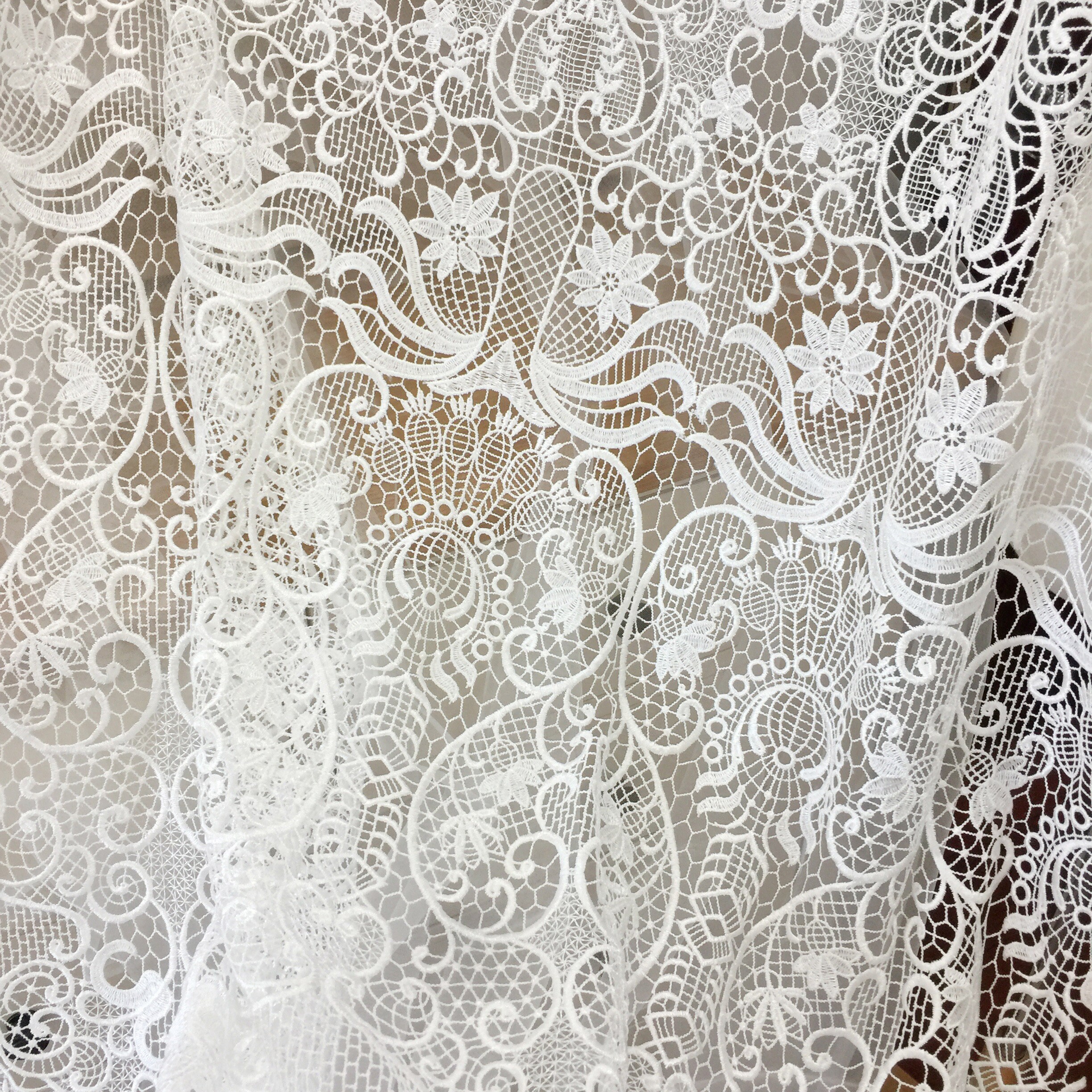 Boho Bridal White Lace Rayon Mesh Fabric Floral Guipure Lace - Etsy
