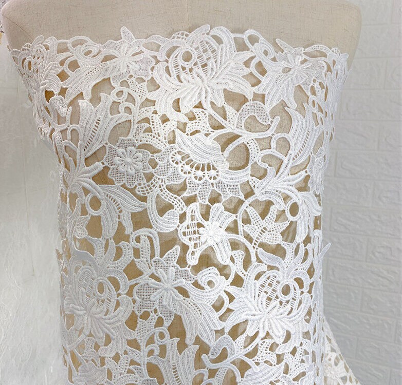 Boho Bridal White Lace Rayon Mesh Fabric Floral Guipure Lace - Etsy