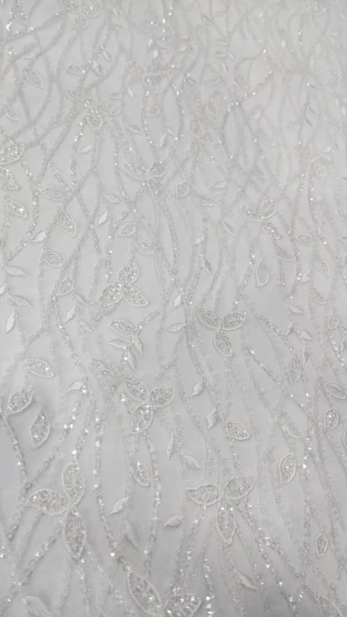 Ivory Flower Lace Fabric by the Yard With Beaded Sequin | Etsy