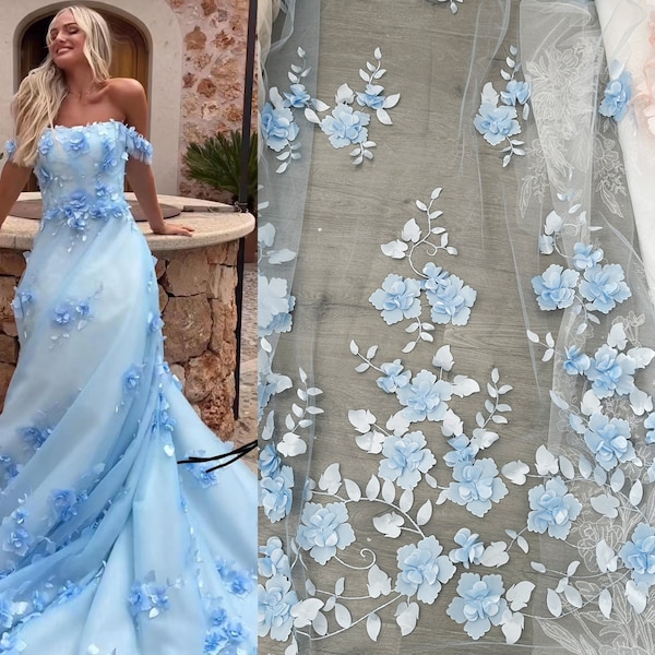 Blue and White Lace Wedding Dress - Etsy