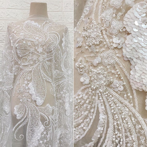 Heavy Beaded Sequin Embroidery Fabric Flower Floral Butterfly | Etsy