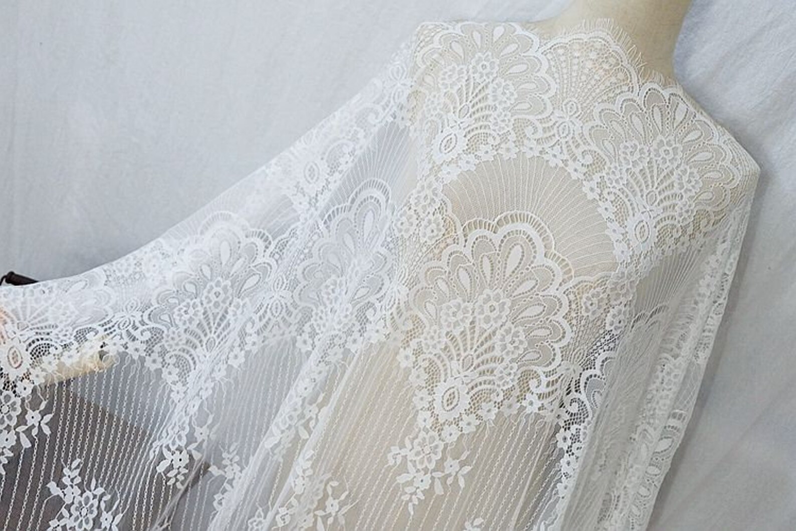 Soft French Chantilly Flower Lace Tulle Fabric, DIY Material, Boho ...