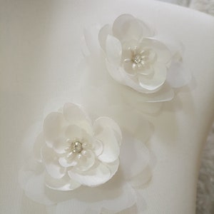 White Satin Chiffon Fabric Flower for Embellishment, 3D DIY Floral ...