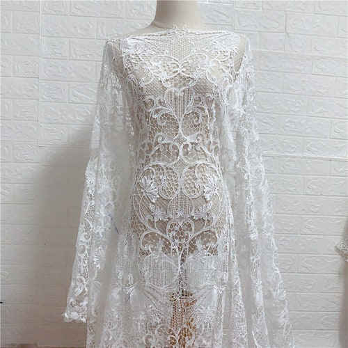 Boho White Quipure Venice Rayon Lace Fabric Hollow Floral - Etsy