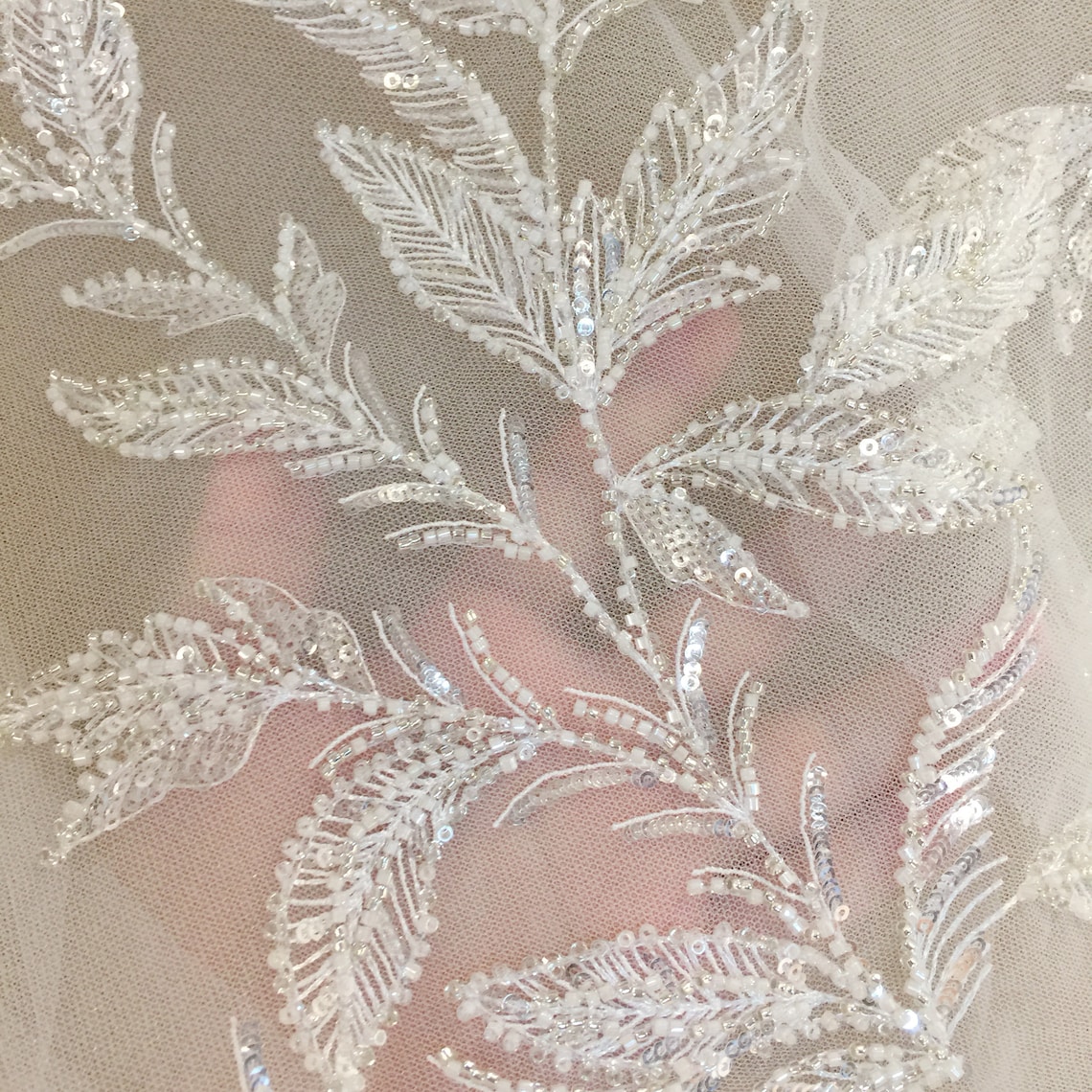 Pair of Ivory Embroidery Leaves Leaf Flower Lace Fabric 3D | Etsy