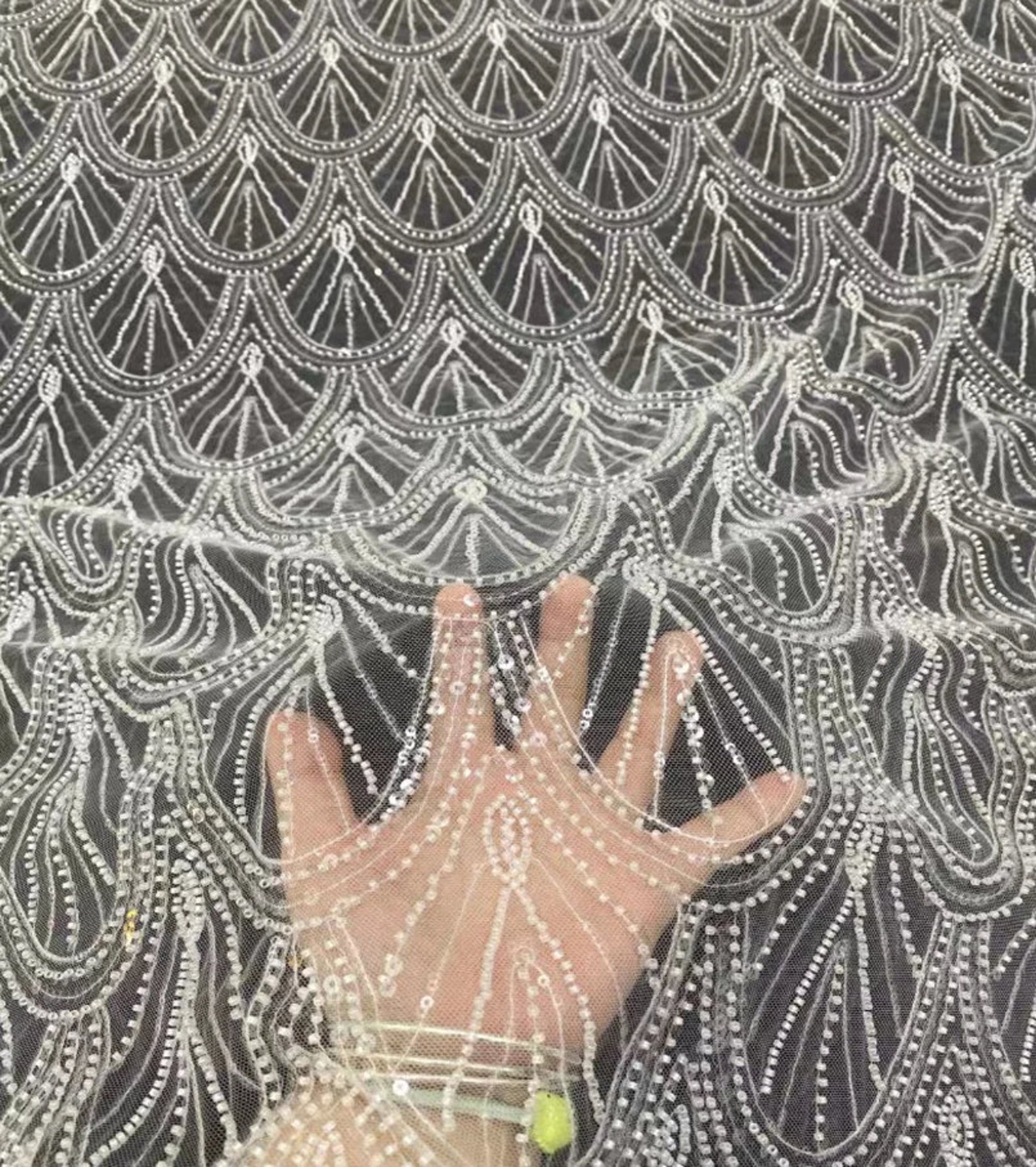 Geometric Beaded Embroidery Lace Fabric,art Deco Bridal Lace Fabric ...
